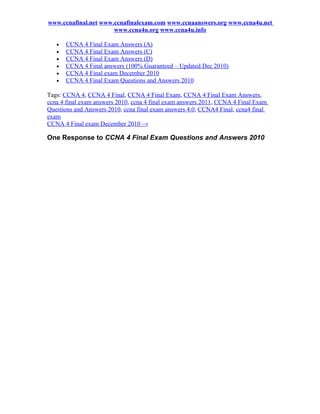 Ccna 4 chapter 2 v4.0 answers 2011 | DOC