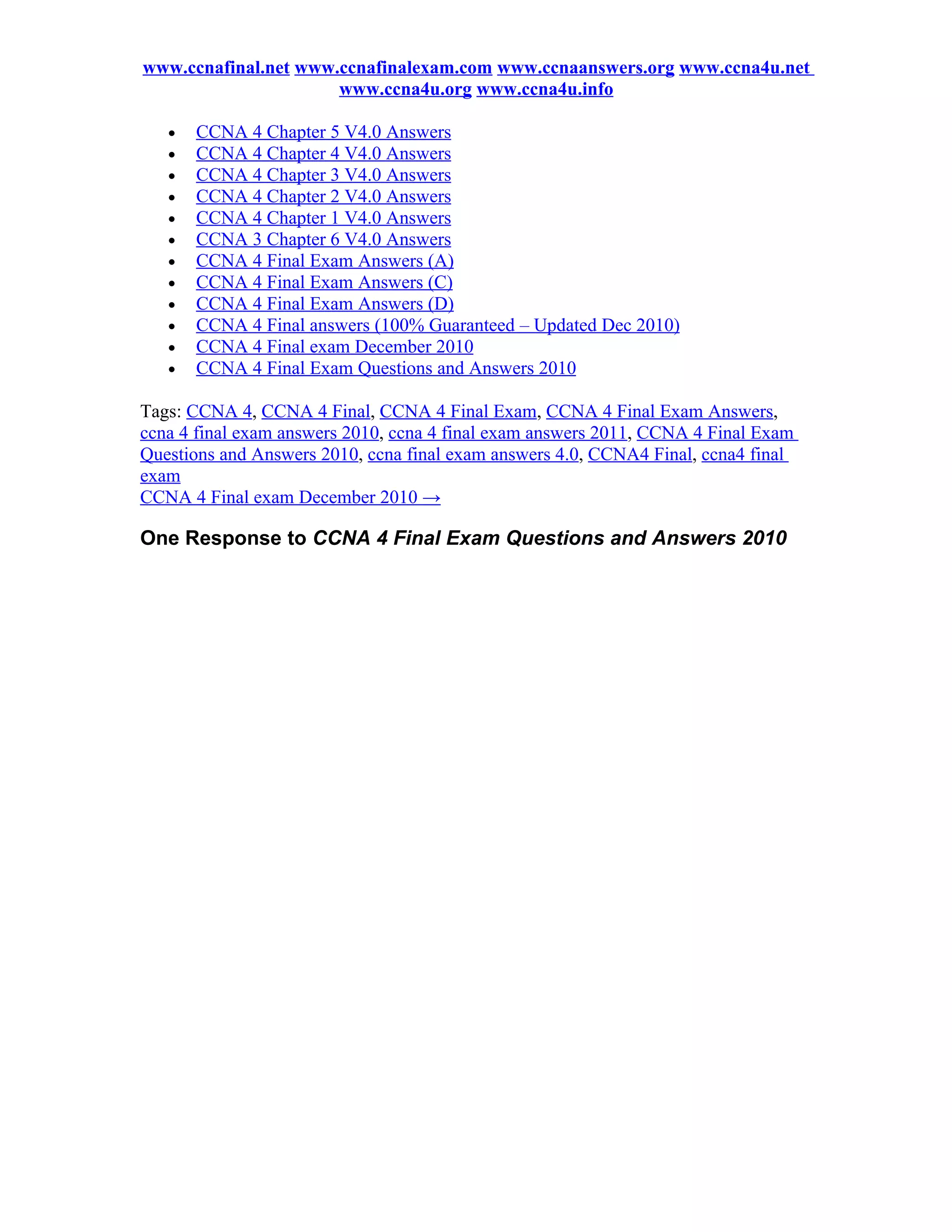 Ccna 4 chapter 6 v4.0 answers 2011 | PDF