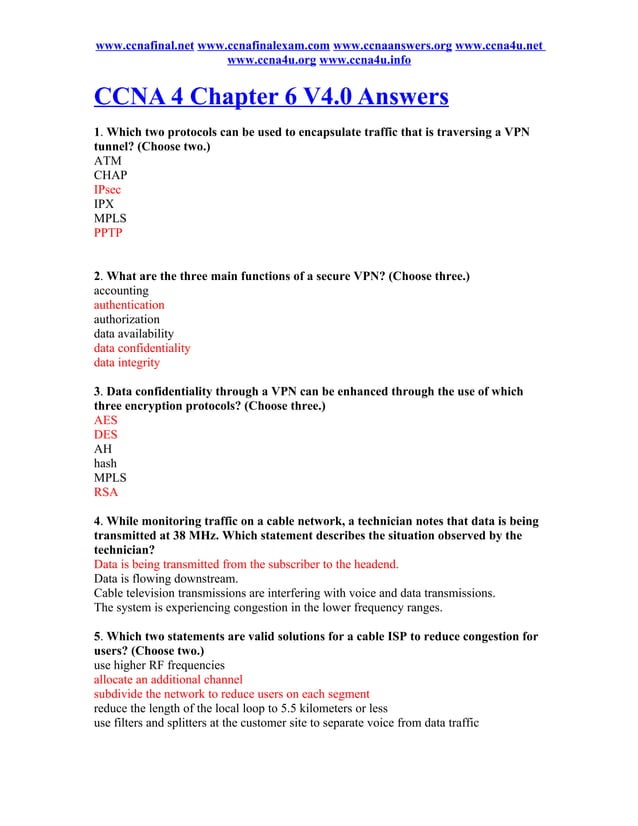 Ccna 4 chapter 6 v4.0 answers 2011 | PDF