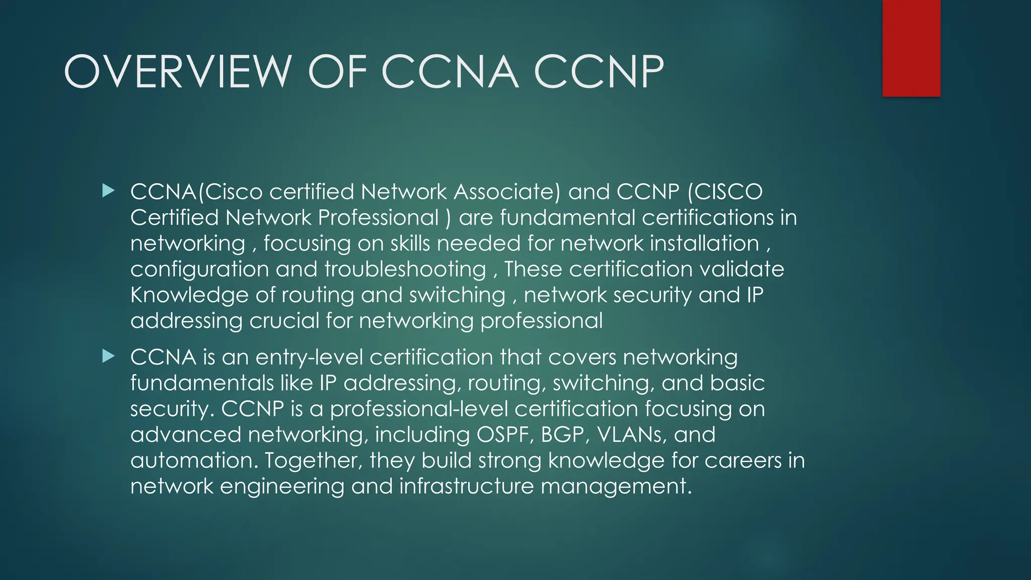 CCNA CCNP Basics for your mid term vivaa | PPTX