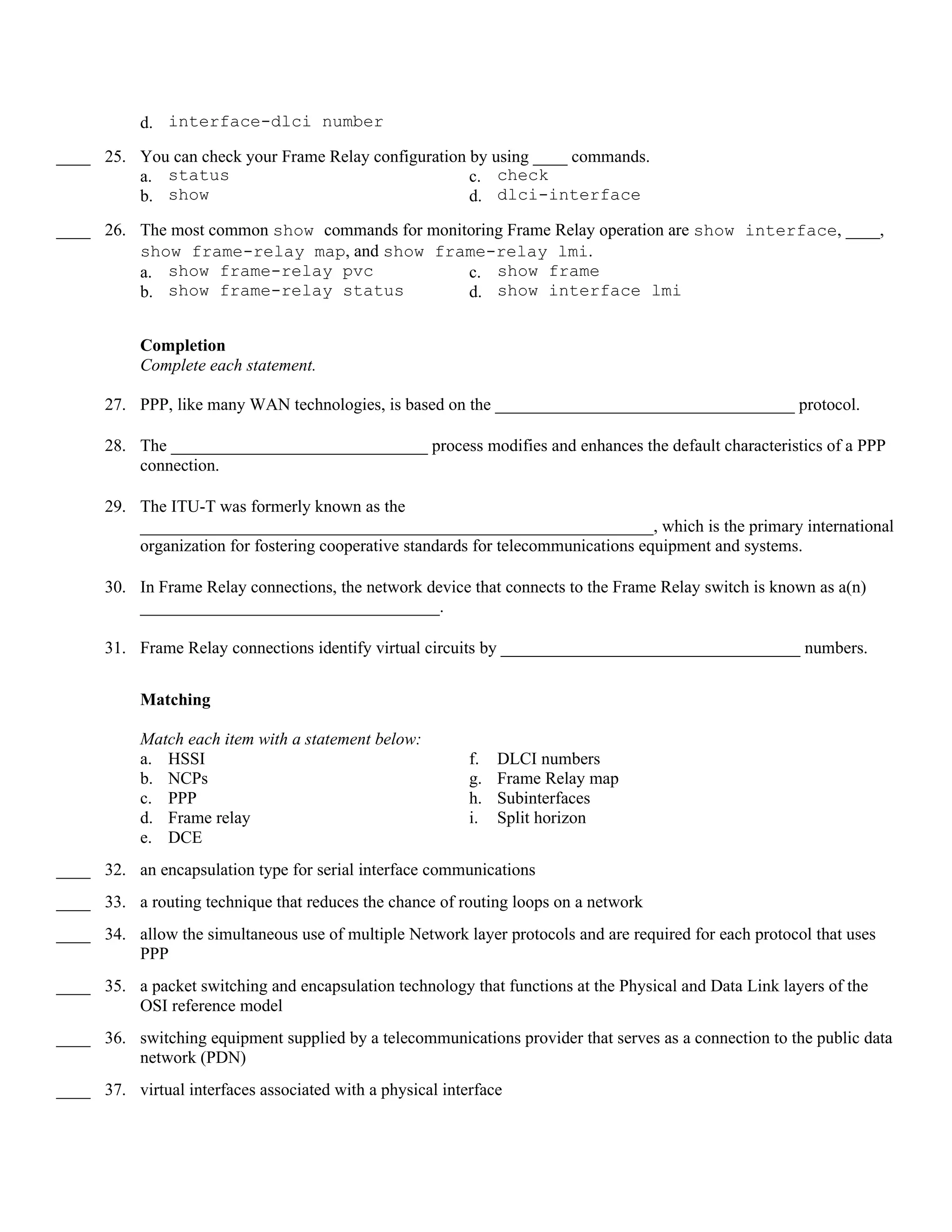 CCNA PPP and Frame Relay Questions | RTF