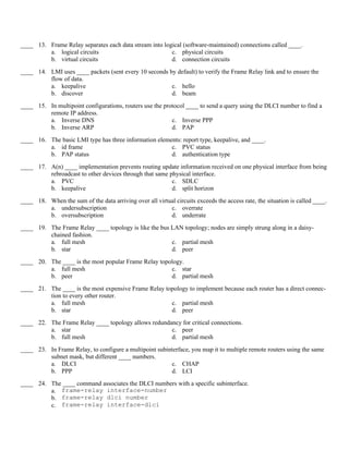 CCNA PPP and Frame Relay Questions | RTF