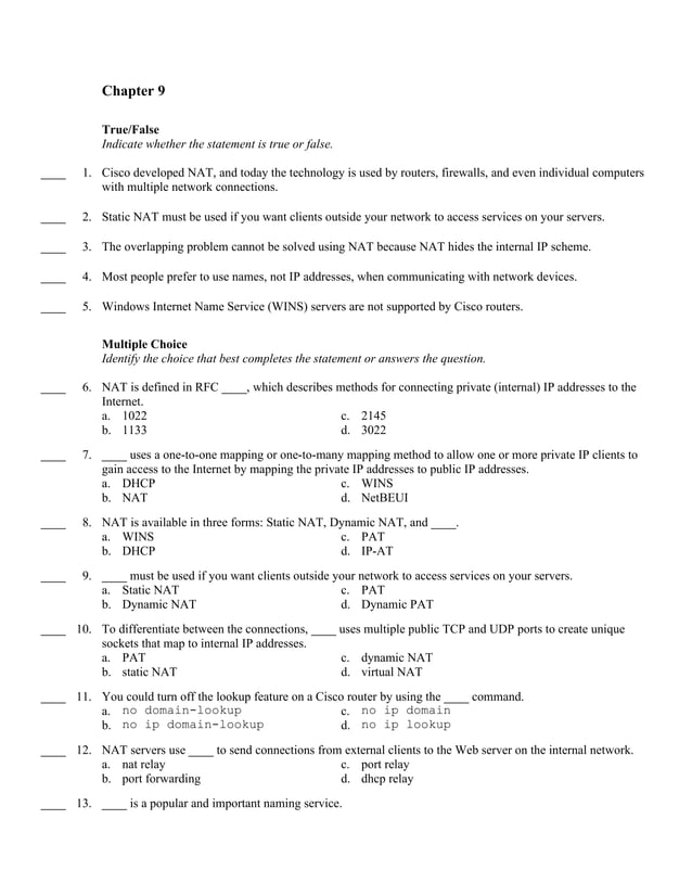 CCNA Network Services Questions | RTF | Computer Networking | Computing