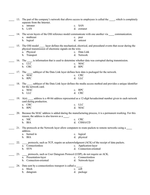 CCNA Introducing Networks Questions | PDF