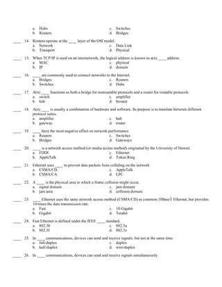 CCNA Network Devices Questions | PDF