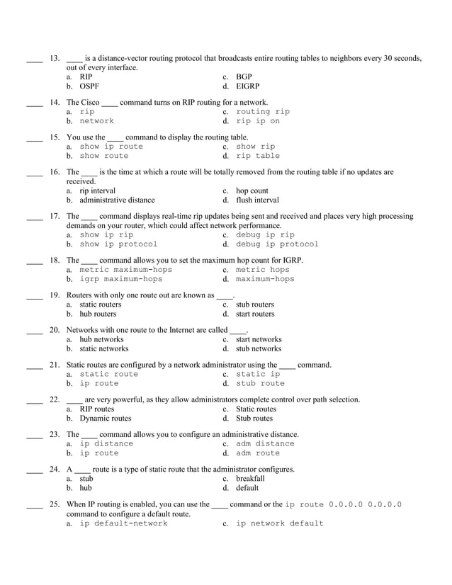 CCNA Routing Protocols Questions | PDF CCNA Routing Protocols Questions | PDF
