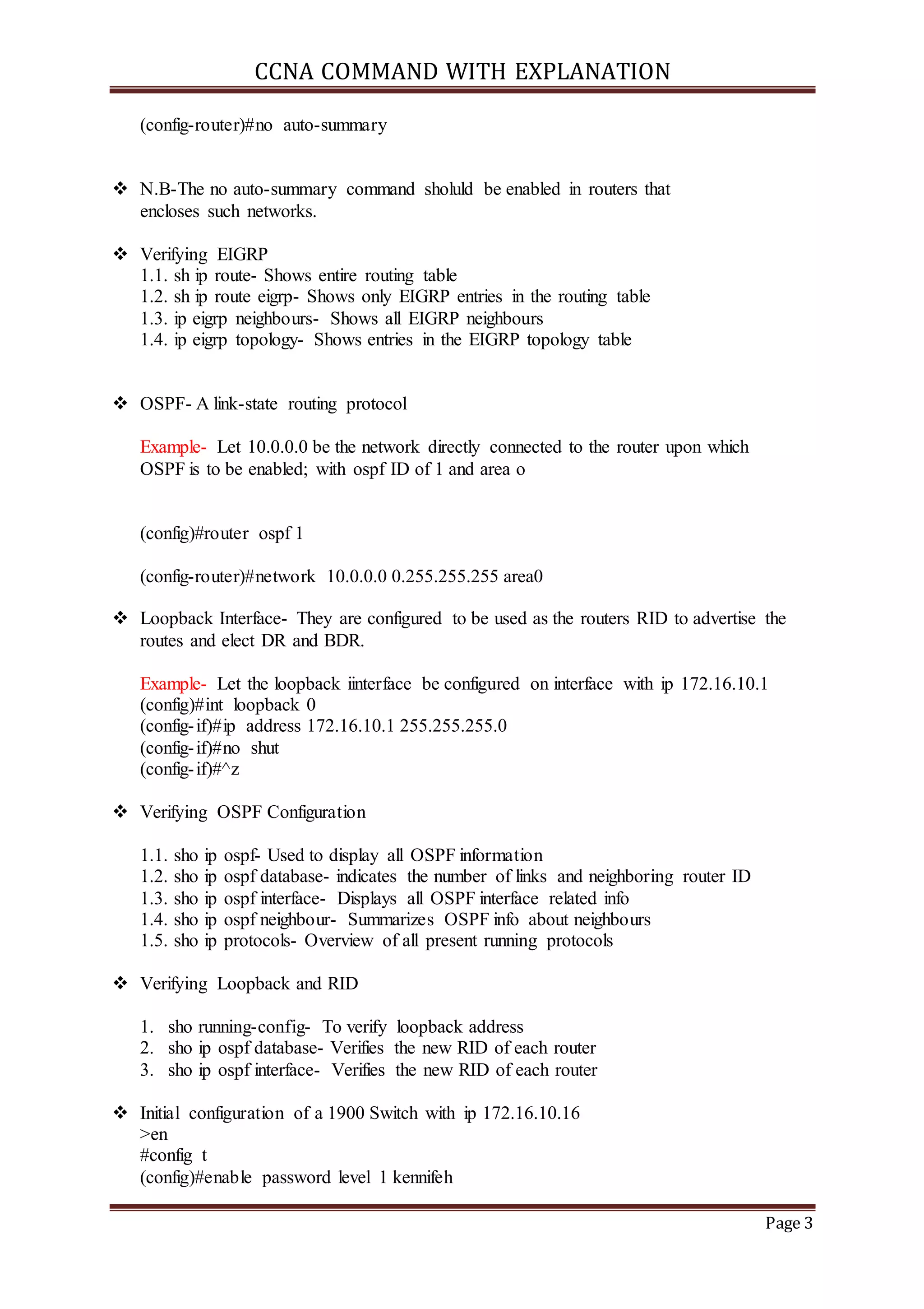 Ccna command | DOCX | Computer Networking | Computing