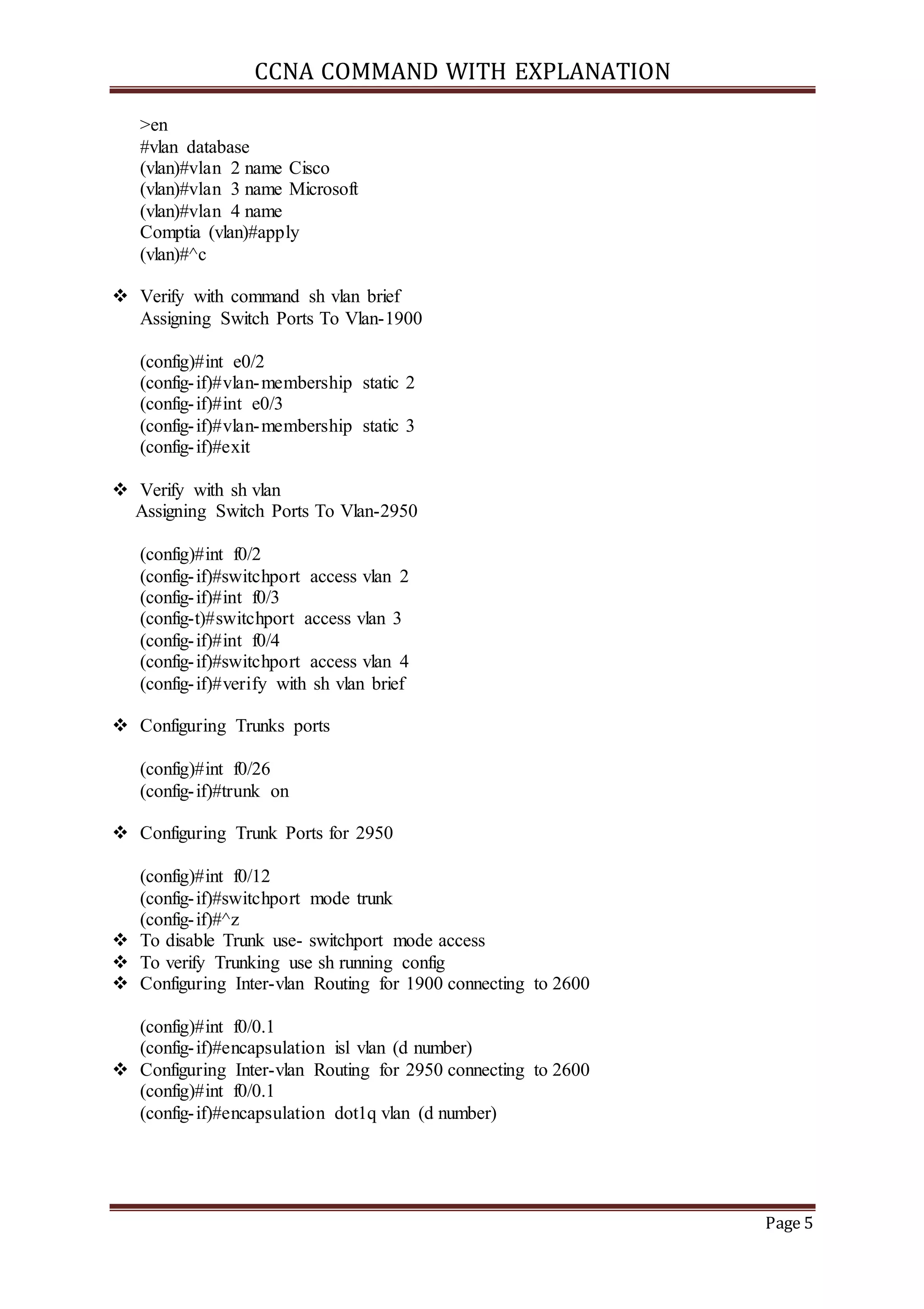 Ccna command | DOCX | Computer Networking | Computing