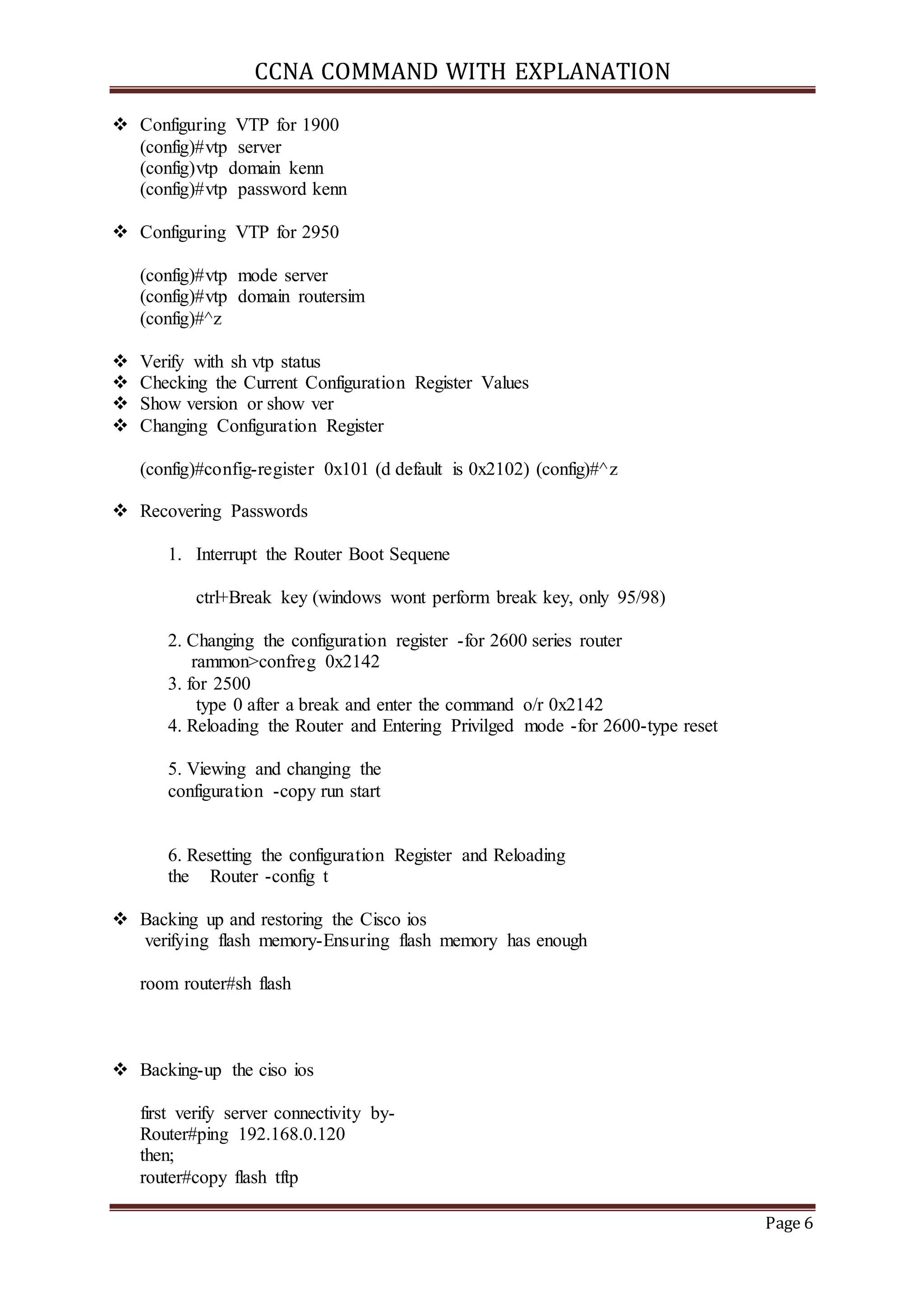 Ccna command | DOCX | Computer Networking | Computing