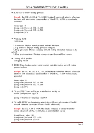 Ccna command | DOCX | Computer Networking | Computing