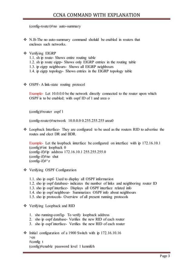 Ccna command | DOCX | Computer Networking | Computing