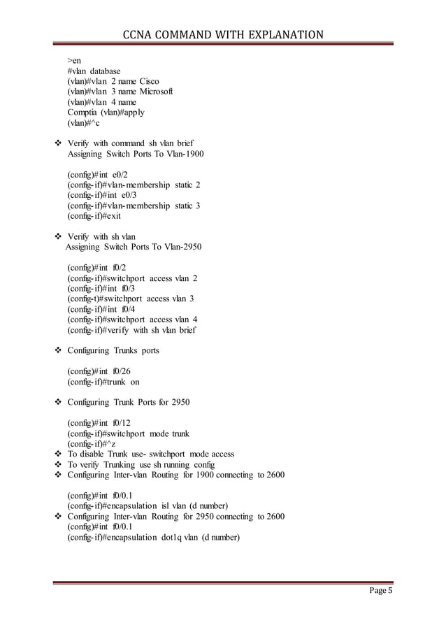 Ccna command | DOCX | Computer Networking | Computing