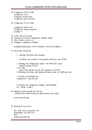 Ccna command | DOCX | Computer Networking | Computing