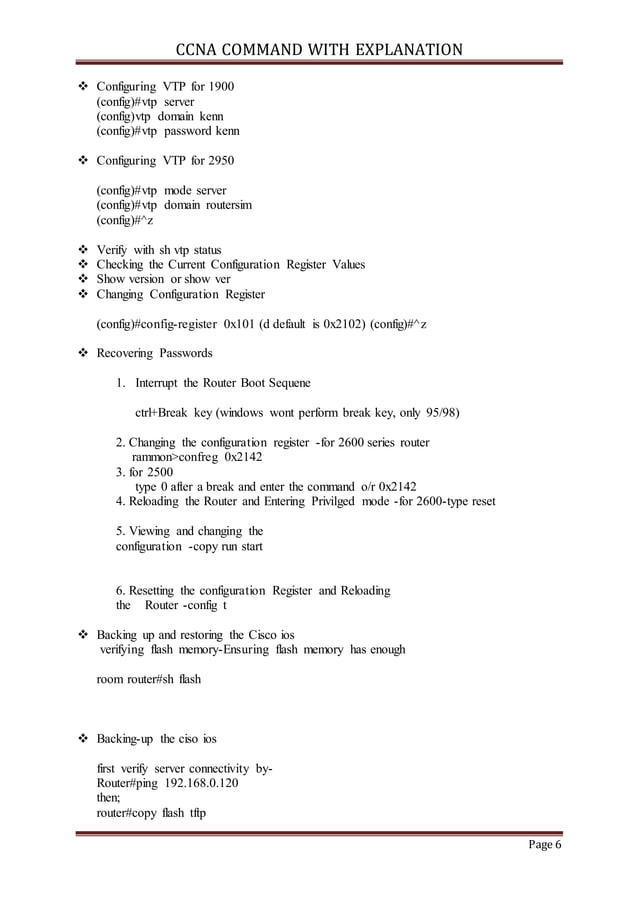 Ccna command | DOCX | Computer Networking | Computing