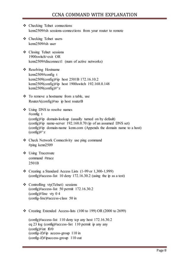 Ccna command | DOCX | Computer Networking | Computing