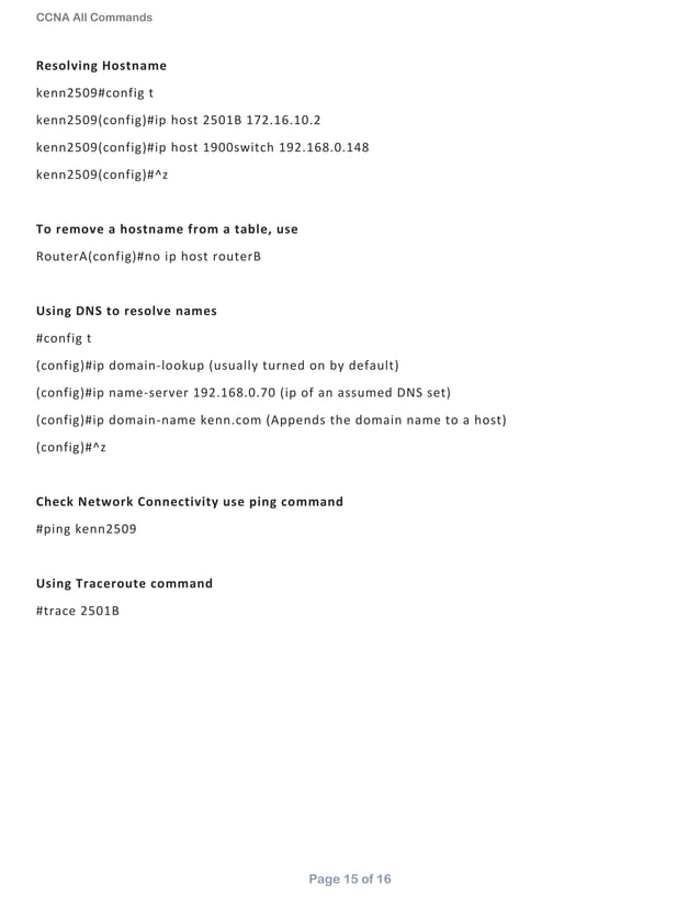 CCNA - Routing & Switching Commands | PDF