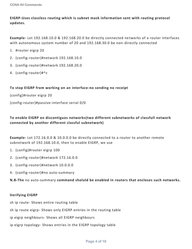 CCNA - Routing & Switching Commands | PDF