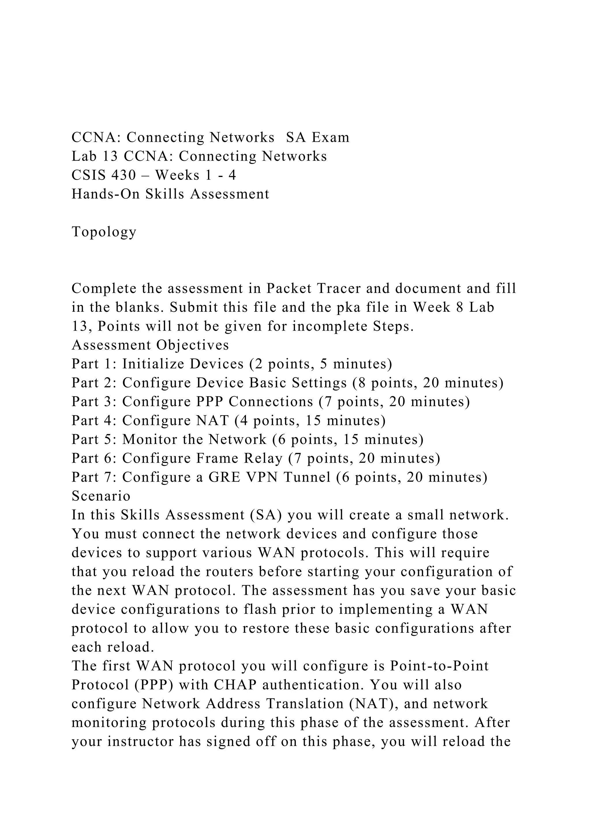 Ccna Connecting Networkssa Examlab 13 Ccna Connecting Netwodocx Computer Networking Computing