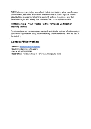 Complete Guide to CCNA Course Syllabus in India | PDF