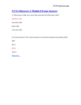 Ccna discovery 1 module 8 exam answers