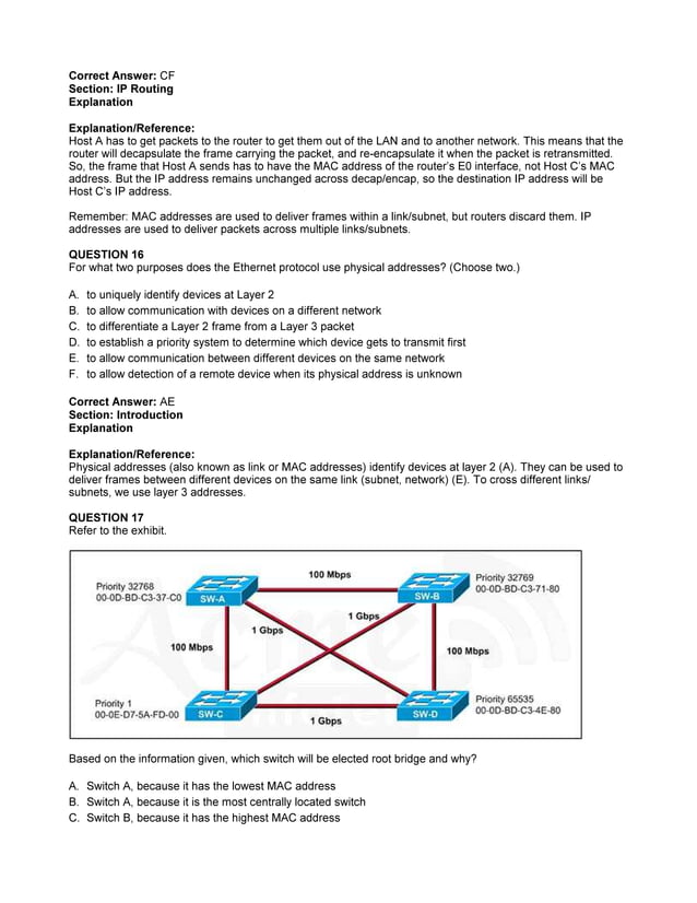 CCNA Exam Question | PDF | Computer Networking | Computing