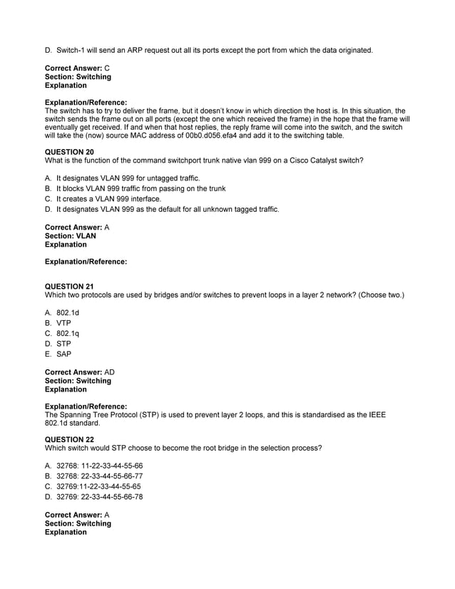 CCNA Exam Question | PDF | Computer Networking | Computing