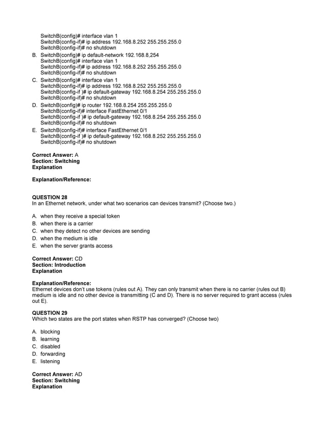 CCNA Exam Question | PDF | Computer Networking | Computing