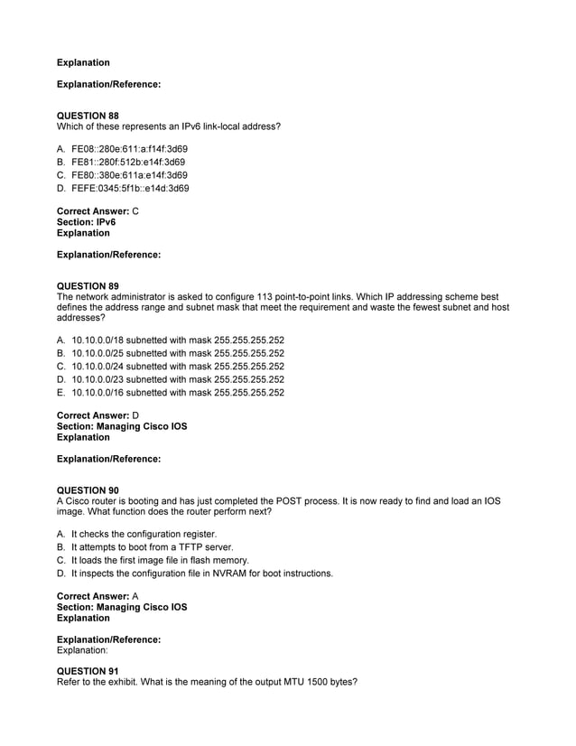 CCNA Exam Question | PDF | Computer Networking | Computing