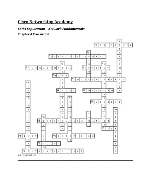Ccna exploration ch4 crossword | DOC