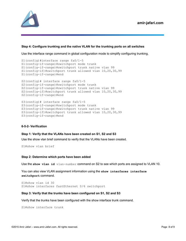 CCNA Lab 3-VLAN Configuration on Switch | PDF