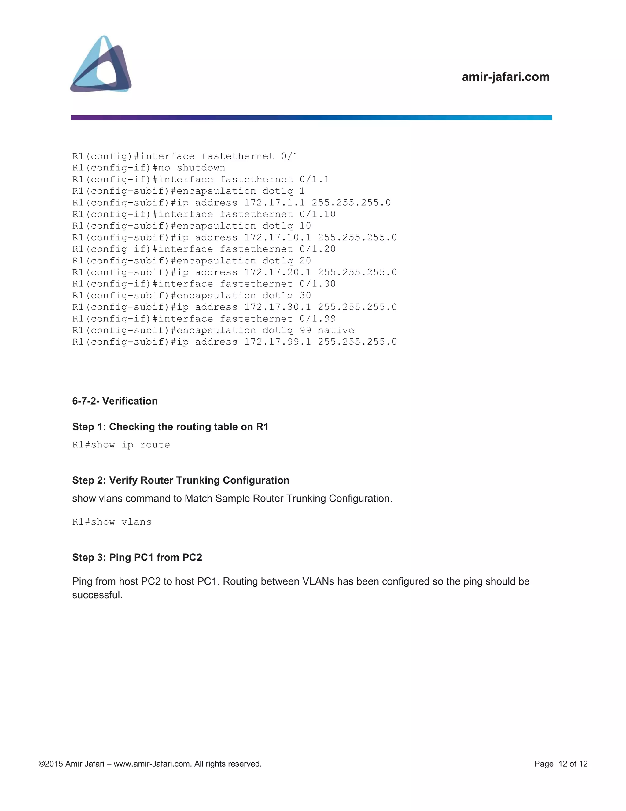 CCNA Lab 5-Configuring Inter-VLAN Routing | PDF | Computer Networking | Computing