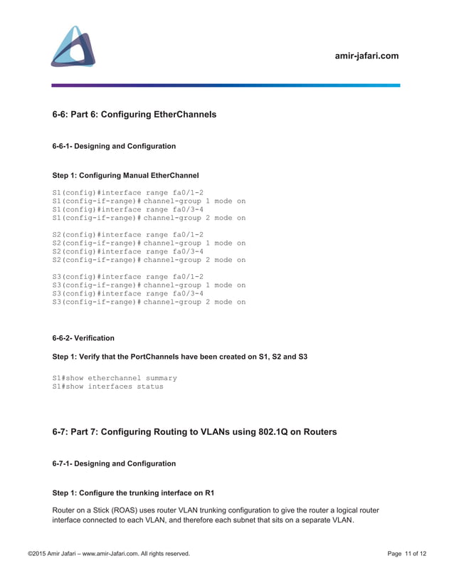 Ccna Lab 5 Configuring Inter Vlan Routing Pdf Computer Networking