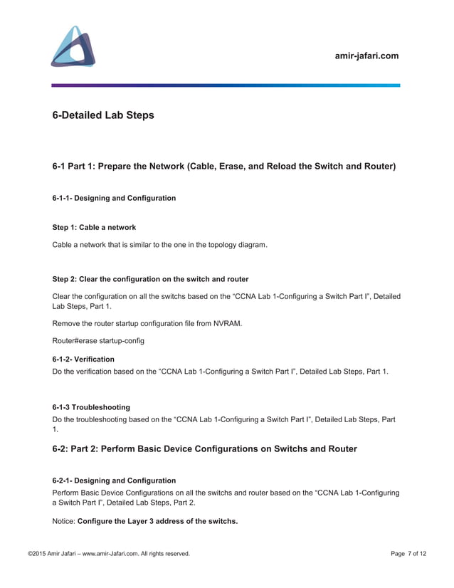 Ccna Lab 5 Configuring Inter Vlan Routing Pdf Computer Networking