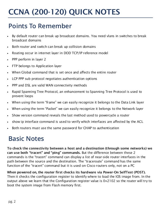 CCNA Quick Notes CCNA Quick Notes
