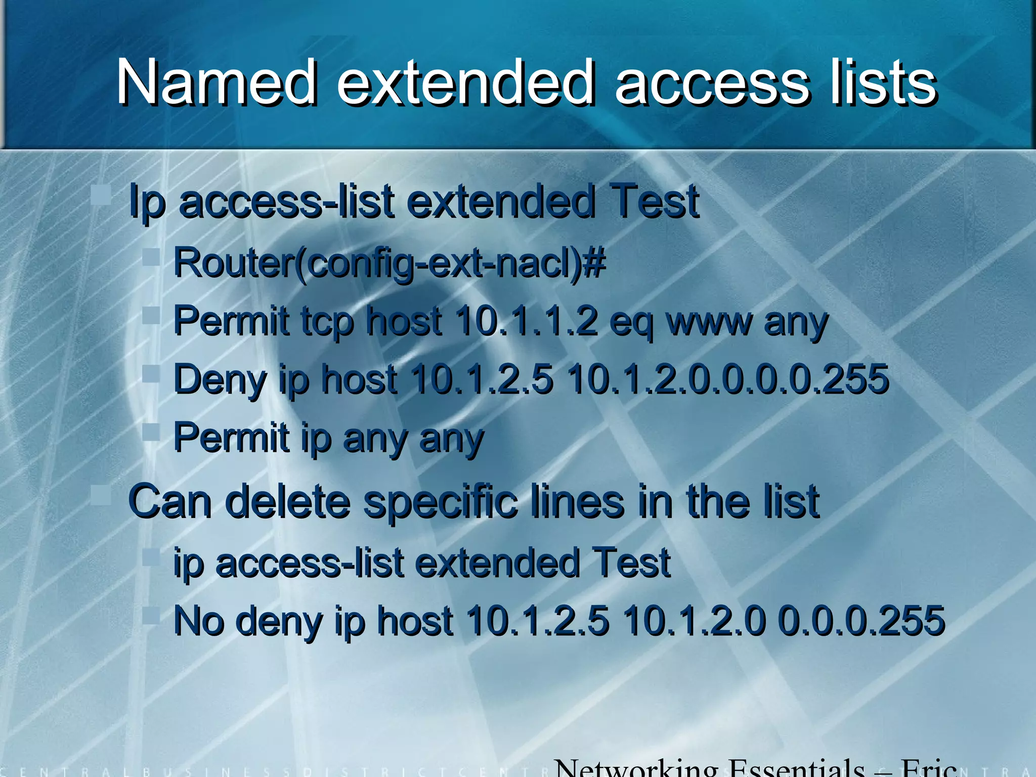 Ccna Routing And Switching Lesson 10 Access Lists Eric Vanderburg Ppt