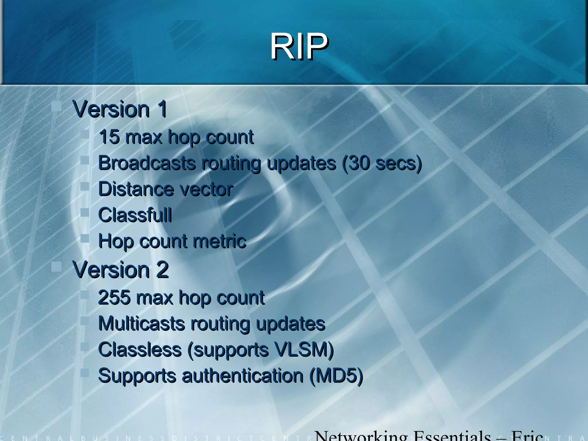 Ccna Routing And Switching Lessons 08 09 Routing Protocols Eric Vanderburg Ppt