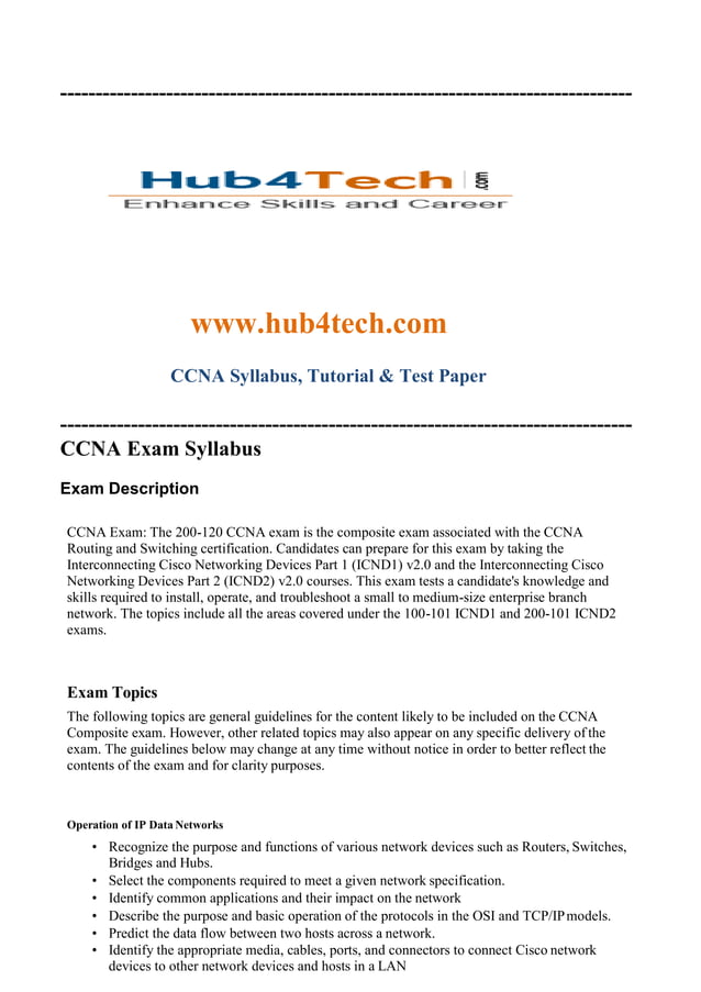 CCNA Syllabus pdf | PDF