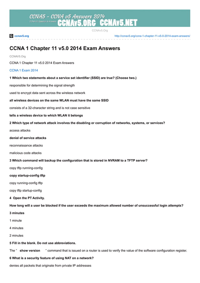CCNA 1 Chapter 11 v5.0 2014 | PDF