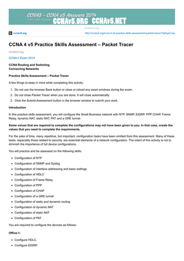 Ccnav5.org ccna 4-v5_practice_skills_assessment__packet_tracer | PDF | Computer Networking ...