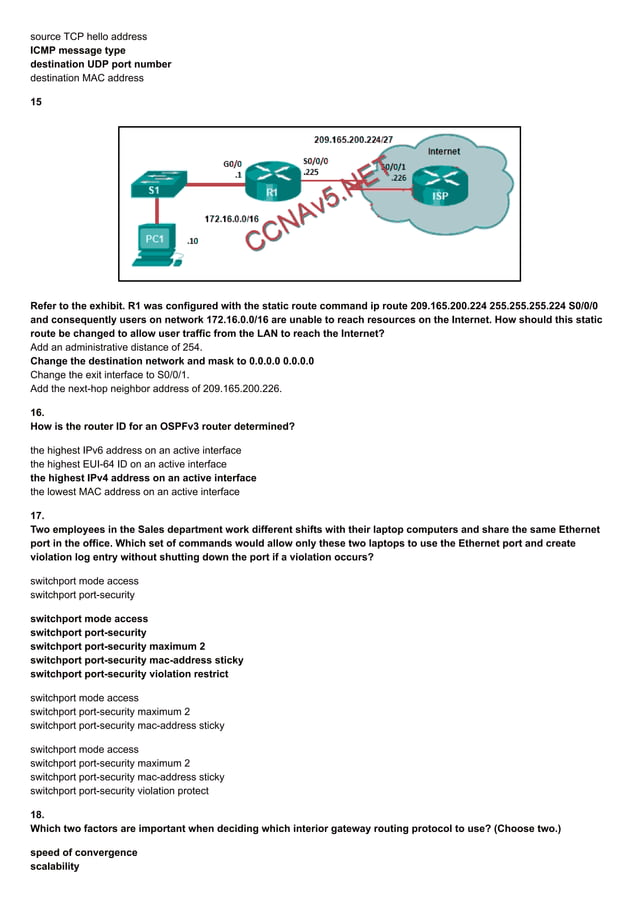 Ccnav5.org ccna 2-v5_final_exam_2014 | PDF