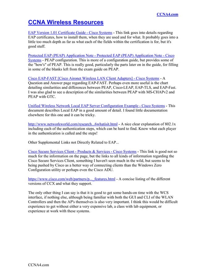 Ccna Wireless Resources | PDF