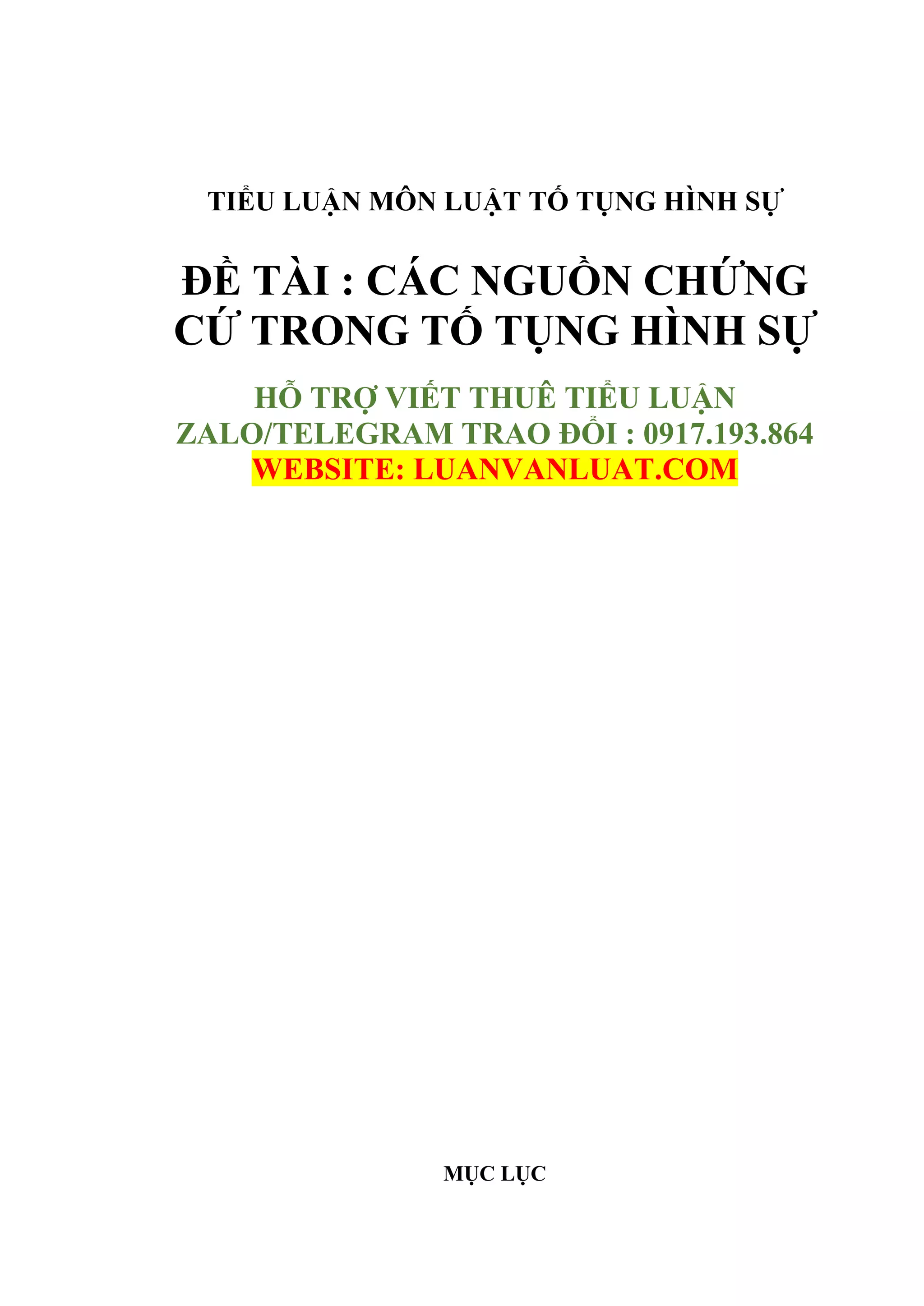 Các Nguồn Chứng Cứ Trong Tố Tụng Hình Sự | DOC
