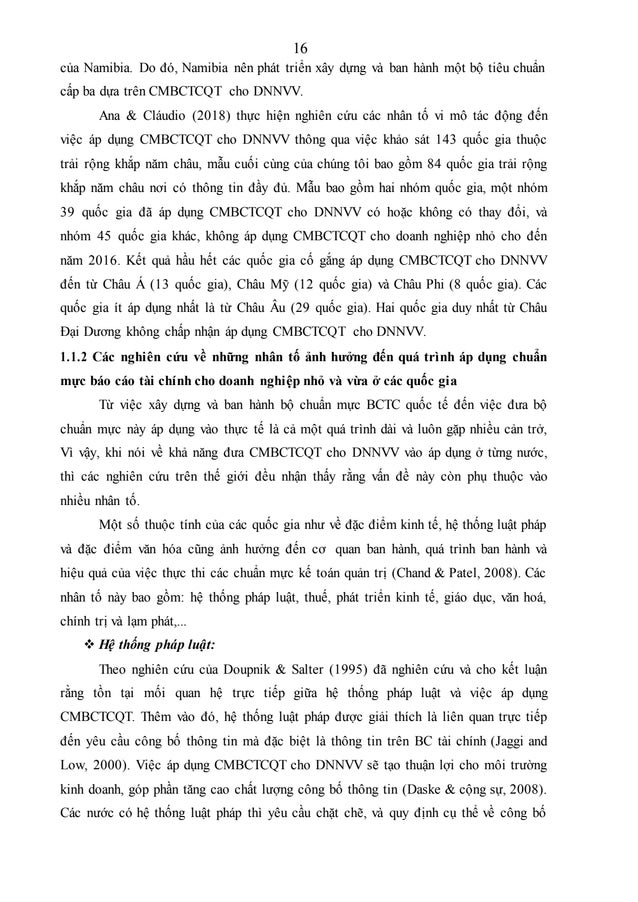 Các Nhân Tố Ảnh Hưởng Đến Việc Áp Dụng Chuẩn Mực Báo Cáo Tài Chính Quốc Tế Cho Doanh Nghiệp Nhỏ ...