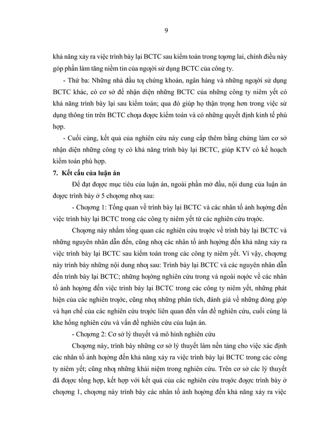 Các Nhân Tố Ảnh Hưởng Đến Việc Trình Bày Lại Báo Cáo Tài Chính Sau Kiểm Toán | DOCX