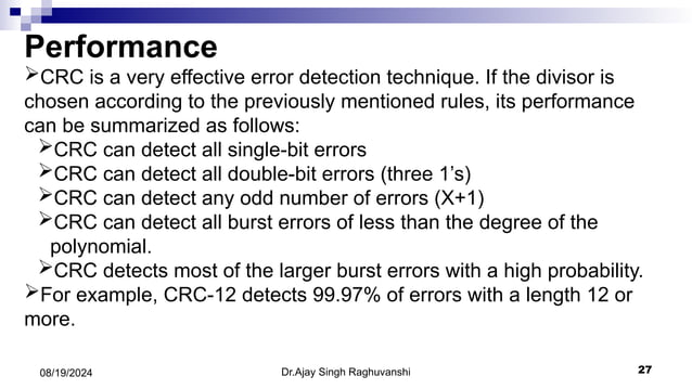 Computer Communication Networking L07data Link Error Control Pptx