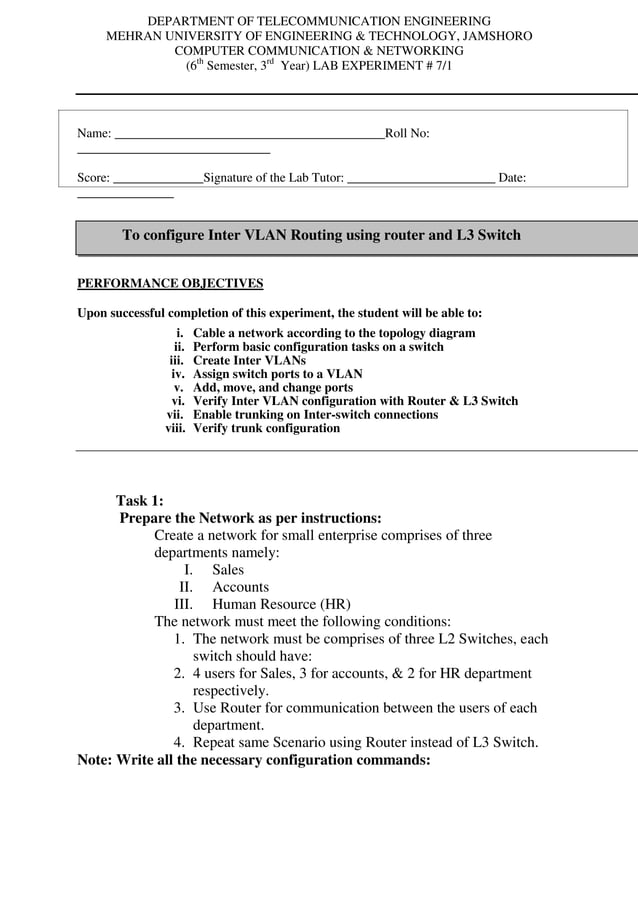 Ccn lab 7 inter vlan router (18 files merged) | PDF