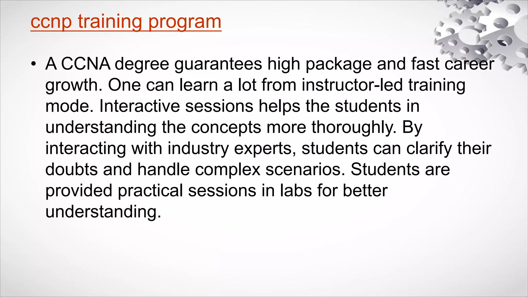 Ccnp training program | PDF