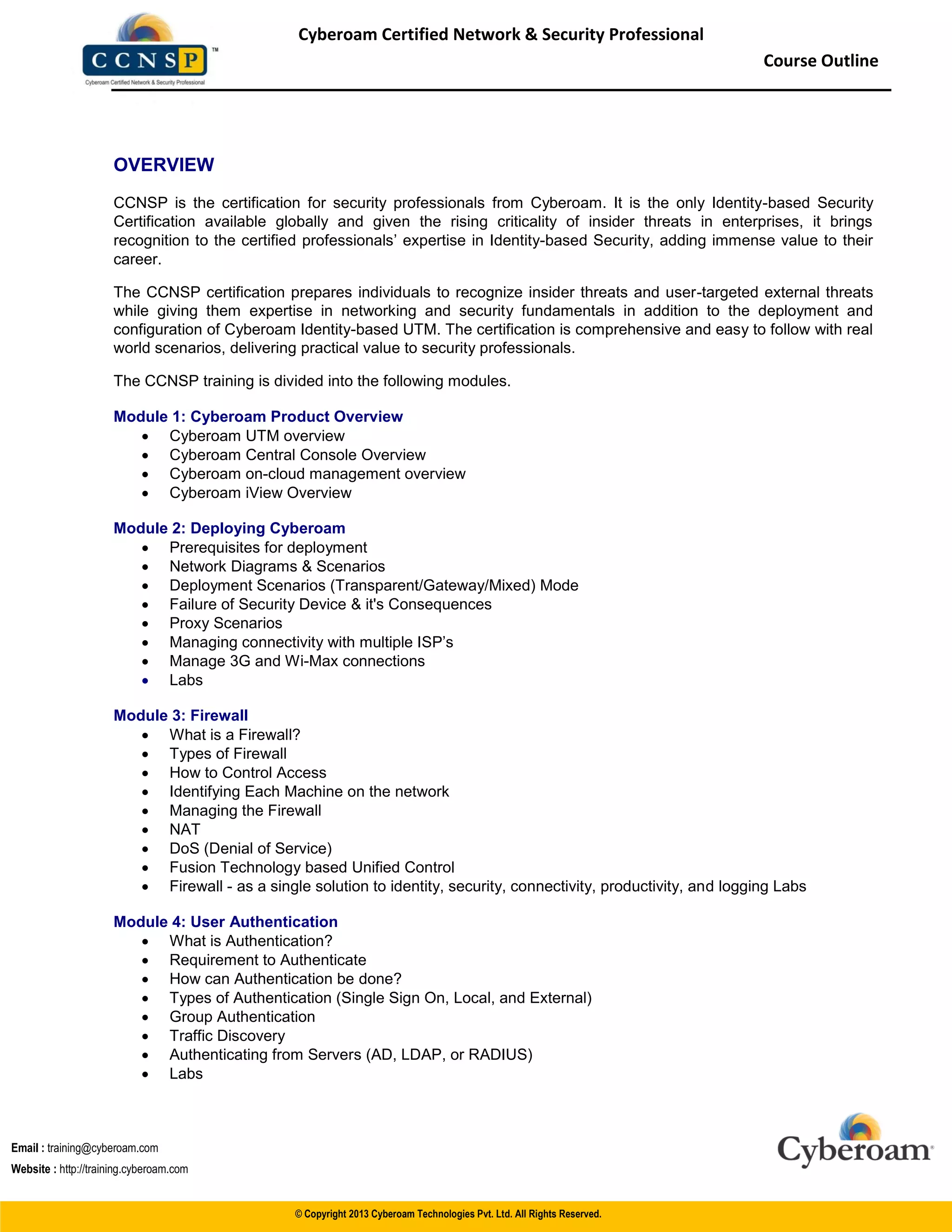 Ccnsp course outline | PDF