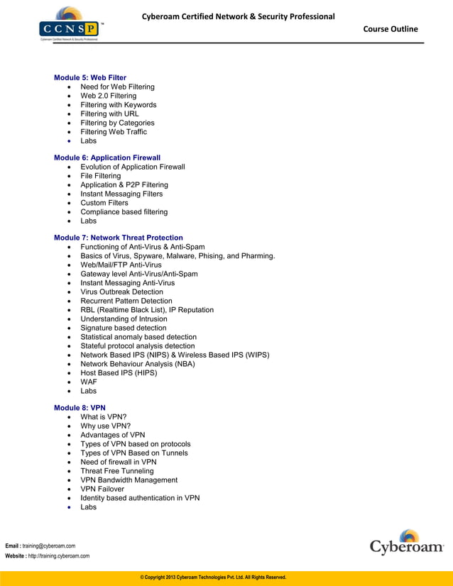 Ccnsp course outline | PDF