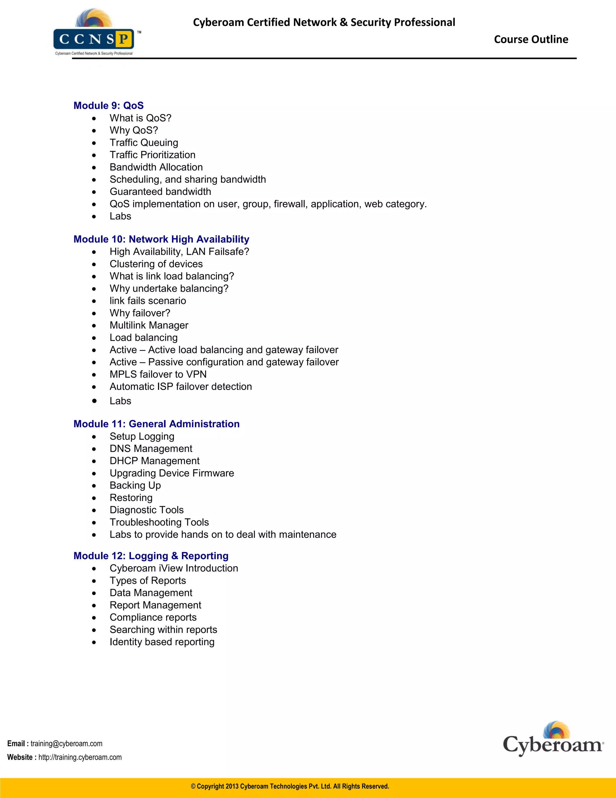 Ccnsp course outline | PDF